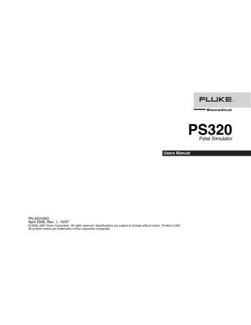 Fluke PS320 Simulator User Manual | Manualzz