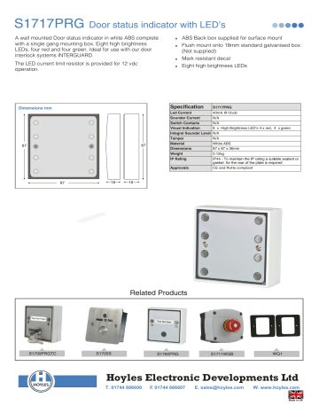Hoyles S1717PRG Door status indicator Product information | Manualzz