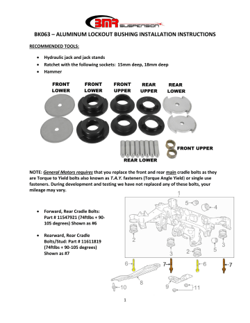 BMR Suspension BK063 Bushing kit Installation Instructions | Manualzz