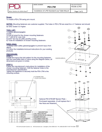 PDi PDI LTM Installation Instructions | Manualzz