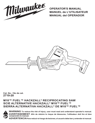 Milwaukee 2719-20 M18 FUEL™ Hackzall® Operator’s Manual | Manualzz