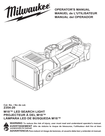 Milwaukee 2354-20 M18™ Search Light Operator’s Manual | Manualzz
