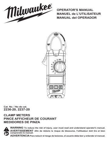 Milwaukee 2237-20 Clamp Meter Operator’s Manual | Manualzz
