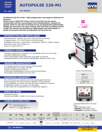 GYS AUTOPULSE 220-M1 Blad | Manualzz
