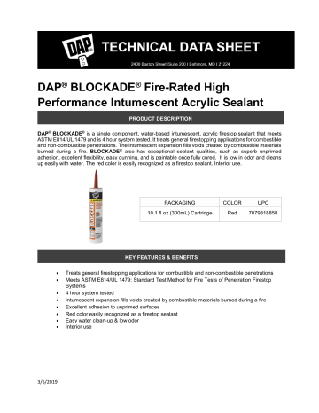 DAP BLOCKADE® Fire-Rated High Performance Intumescent Acrylic Latex ...