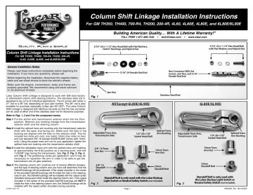 Lokar Column Shift Linkage Installation Instructions | Manualzz