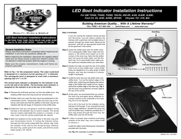 Lokar LED Boot Indicator Installation Instructions | Manualzz