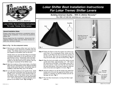 Lokar Shifter Boot Installation Instructions | Manualzz