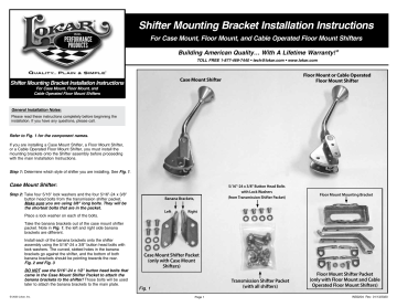 Lokar Shifter Mounting Bracket Installation Instructions | Manualzz
