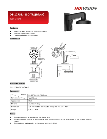 Hikvision DS-1273ZJ-130-TRL(Black) CCTV Accessory Data Sheet | Manualzz