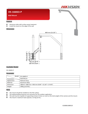 Hikvision DS-1660ZJ-P CCTV Accessory Data Sheet | Manualzz