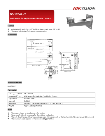 Hikvision DS-1704ZJ-Y CCTV Accessory Data Sheet | Manualzz