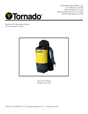 Tornado Pac-Vac 6 Roam Owner's Manual | Manualzz