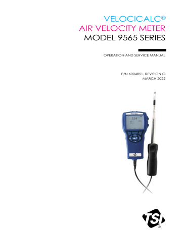 TSI 9565 VelociCalc Air Velocity Meter Owner's Manual | Manualzz