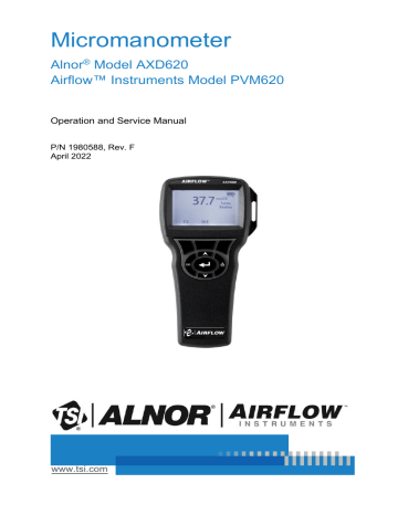 TSI PVM620 Airflow Instruments Micromanometer Owner's Manual | Manualzz
