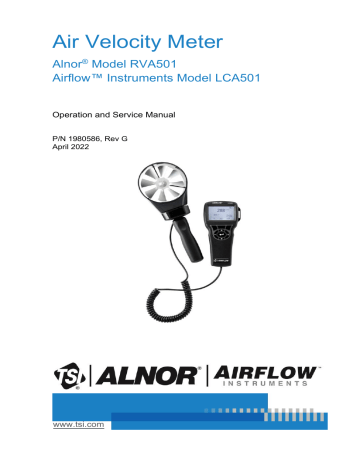 TSI LCA501 Airflow Instruments Rotating Vanes Owner's Manual | Manualzz