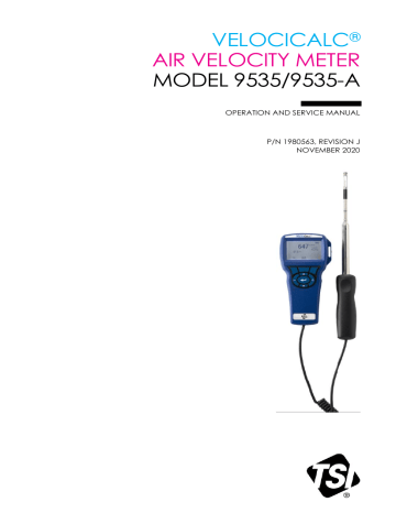 TSI 9535 VelociCalc Air Velocity Meter Owner's Manual | Manualzz