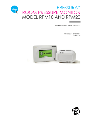 TSI RPM10 PresSura Hospital Room Pressure Monitors Owner's Manual ...