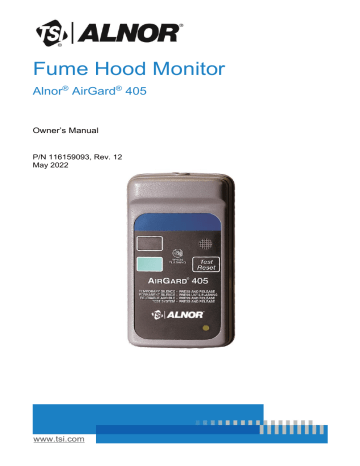 TSI Alnor 405 AirGard Lab Hood Monitor Owner's Manual | Manualzz