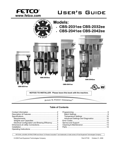 Fetco CBS-2000ee User's Guide | Manualzz