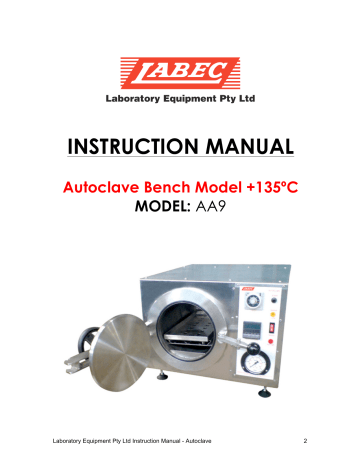 Labec AA16H Autoclave – Bench Model Instruction manual | Manualzz