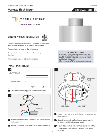 Tech Lighting Manette Small Flush Mount Instructions | Manualzz