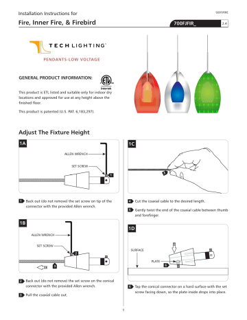 Tech Lighting Fire Pendant Instructions | Manualzz