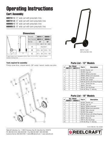 Reelcraft Hose Reel Cart / Trailer Manuel utilisateur | Manualzz
