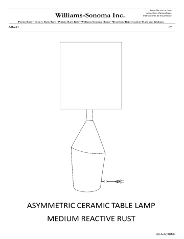 West Elm Asymmetric Ceramic Table Lamp Assembly Instructions | Manualzz