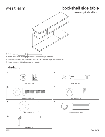 West Elm Bookshelf Side Table Assembly Instructions | Manualzz