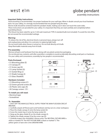 West Elm Globe Pendant Assembly Instructions | Manualzz