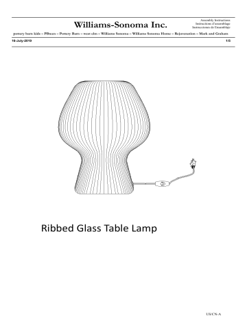 West Elm Ribbed Glass Table Lamp Assembly Instructions | Manualzz