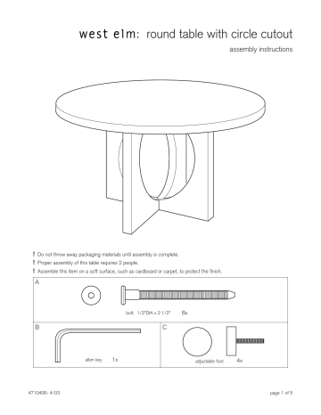 West Elm Round Table Assembly Instructions | Manualzz