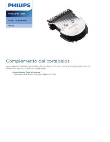 Philips CP0409/01 Unidad de corte Hoja de datos del producto | Manualzz