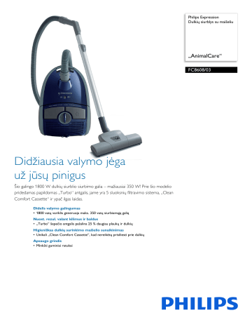 Philips FC8608/03 Expression Dulkių siurblys su maišeliu Produktų ...
