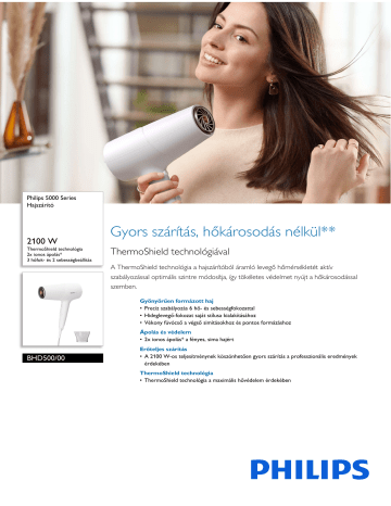Philips BHD500/00 5000 Series Hajszárító Product datasheet | Manualzz