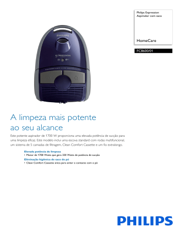 Philips FC8600/01 Expression Aspirador com saco Folha de dados do ...
