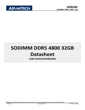 Advantech SQR-SD5N New Generation_SODIMM DDR5 User Manual | Manualzz