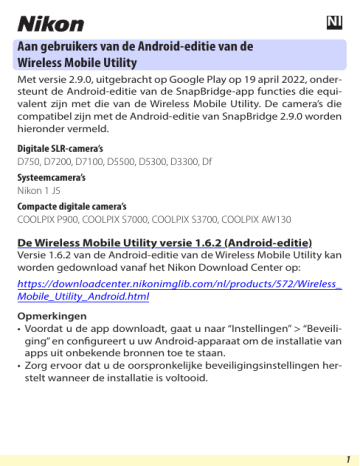 Nikon Wireless Mobile Utility Handleiding | Manualzz