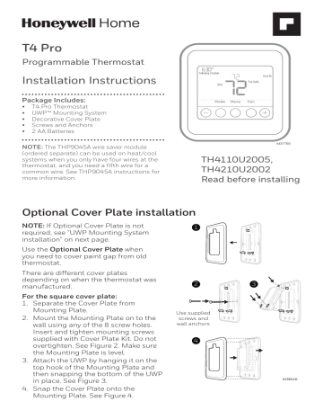 Honeywell T4 Pro Programmable Thermostat User Guide | Manualzz