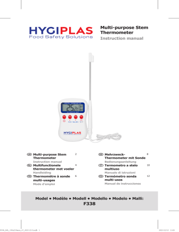 HYGIPLAS F338 Multi-purpose Stem Thermometer instruction manual | Manualzz
