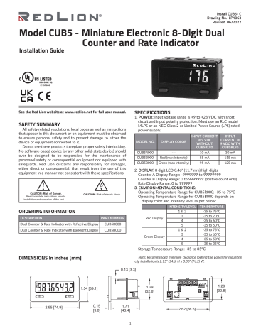 Red Lion CUB5 Panel Meter Installation Guide | Manualzz