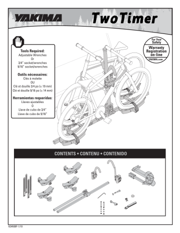 YAKIMA TwoTimer Tray Hitch Bike Rack Mode d'emploi | Manualzz