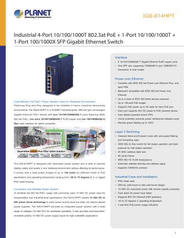 PLANET IGS-614HPT Datasheet | Manualzz