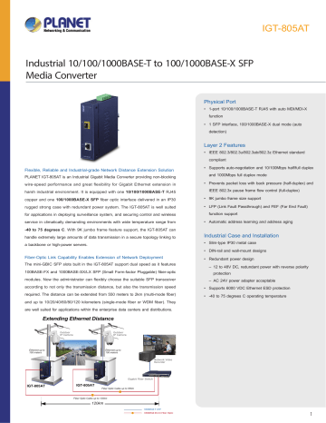 PLANET IGT-805AT Datasheet | Manualzz