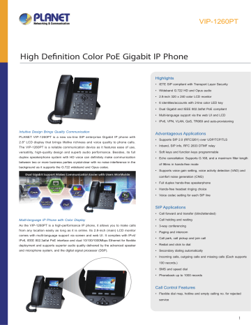 PLANET VIP-1260PT Datasheet | Manualzz