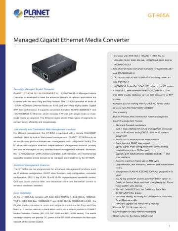 PLANET GT-90x Series Datasheet | Manualzz