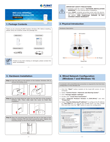 PLANET WBS-512AC Quick guide | Manualzz