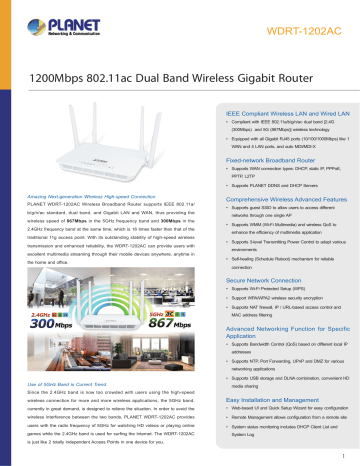 PLANET WDRT-1202AC Datasheet | Manualzz