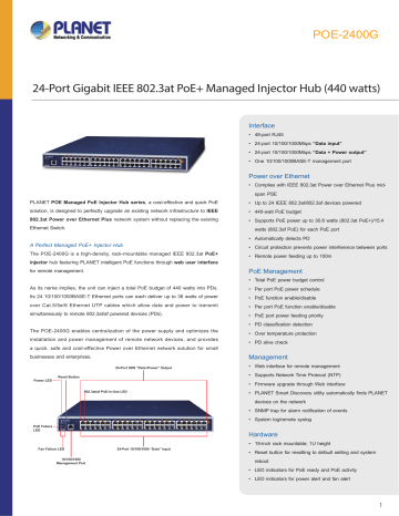 PLANET POE-2400G Datasheet | Manualzz